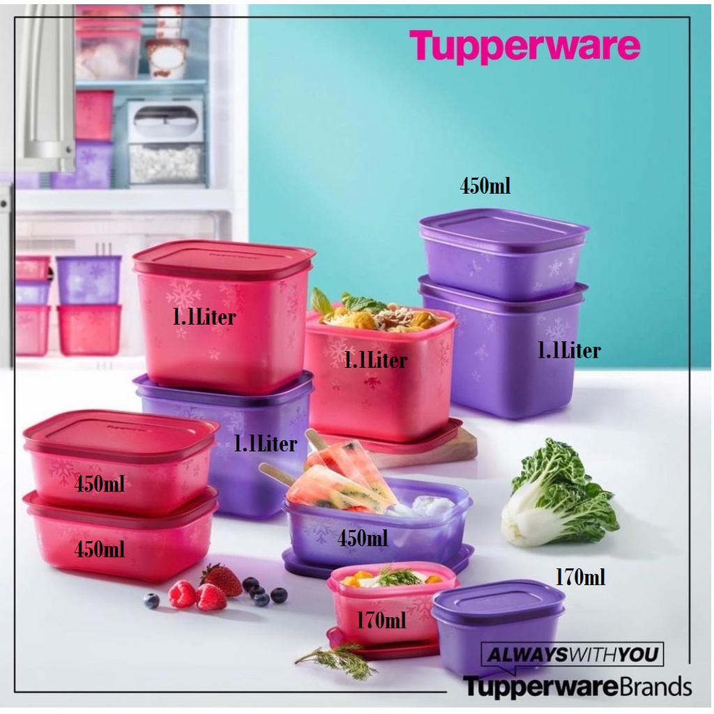Tupperware Chill Freeze Set 450ml / 1.1L /170ml (1/2/4pcs) | Shopee ...