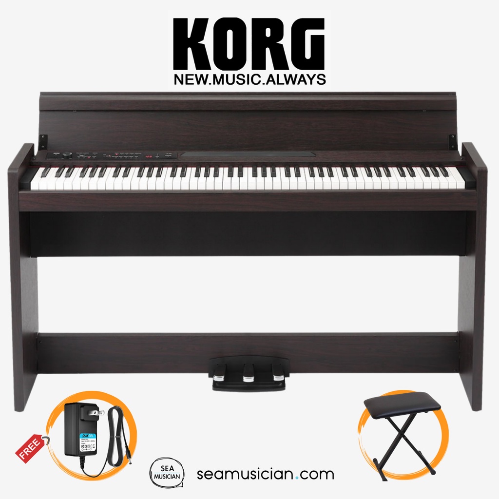 KORG LP-380U 88 KEY DIGITAL PIANO ROSEWOOD BLACK WITH BENCH (L (88-KEY ...