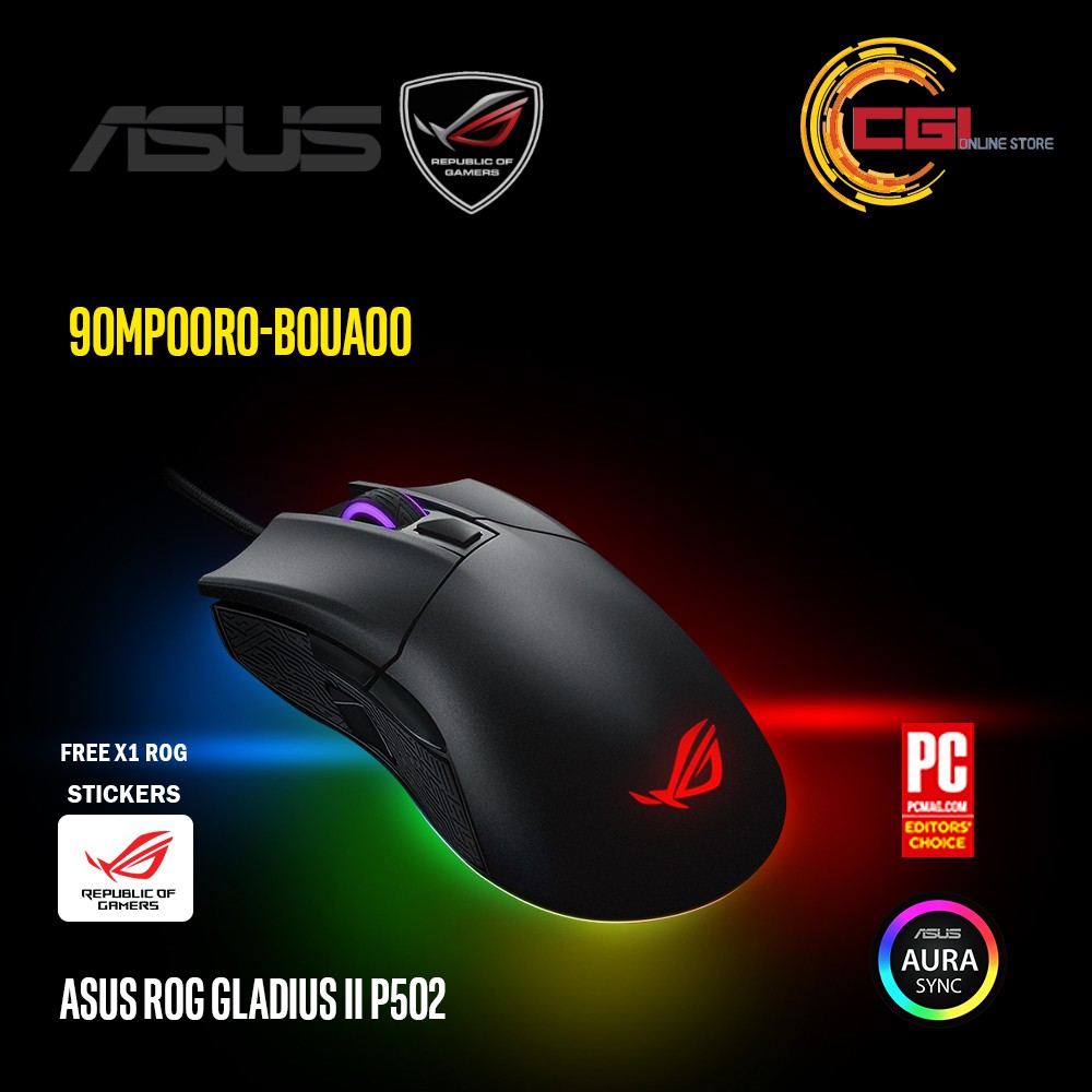 Asus ROG Gladius II P502 Aura RGB Gaming Mouse (90MP00R0-B0UA00 ...