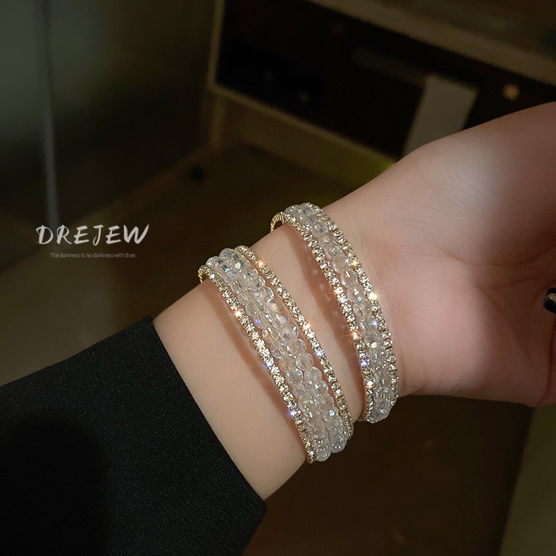DREJEW crystal open bracelet women's fashion light luxury high-end ...