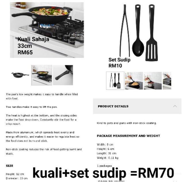 wadyna Set Kuali besar 33cm Dan Set memasak berkualiti IKEA | Shopee ...