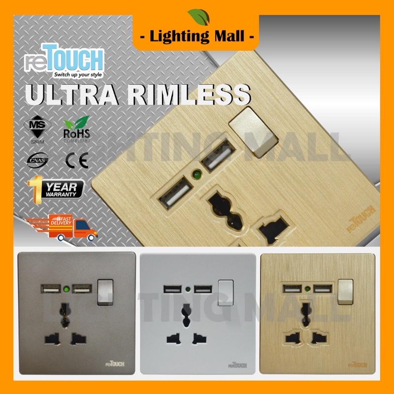 Retouch Ultra Rimless Socket and Wall Switches Slim Modern Switch ...