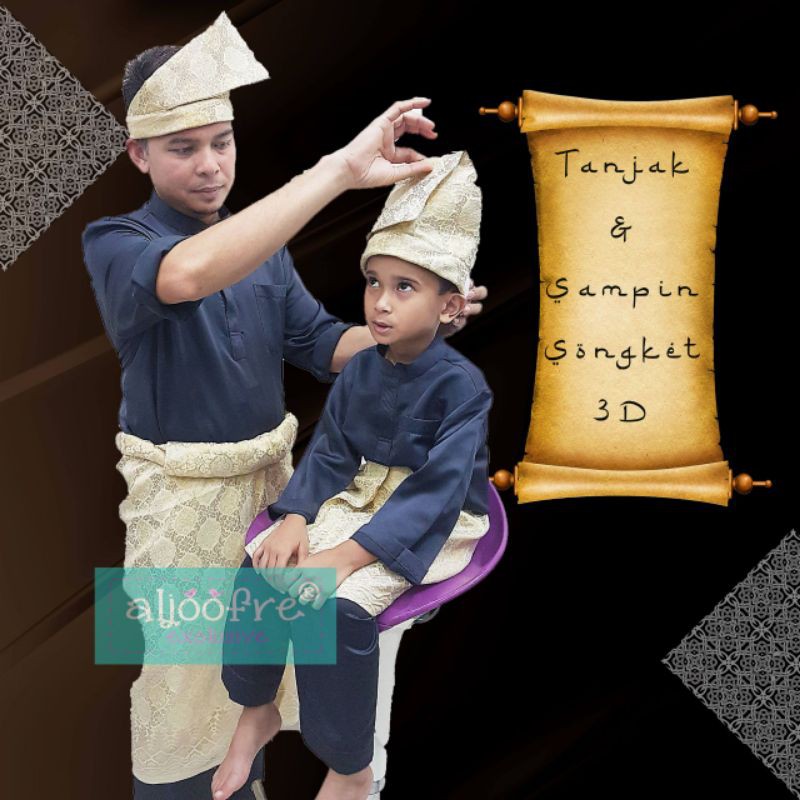 Tanjak dan Sampin Songket Budak dan Dewasa, Sampin Songket, Tengkolok ...