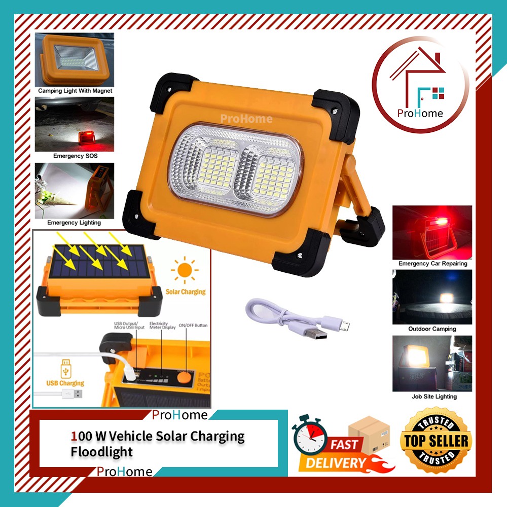 Portable 100W USB And Solar Rechargeable LED Floodlight /Solar Charging ...