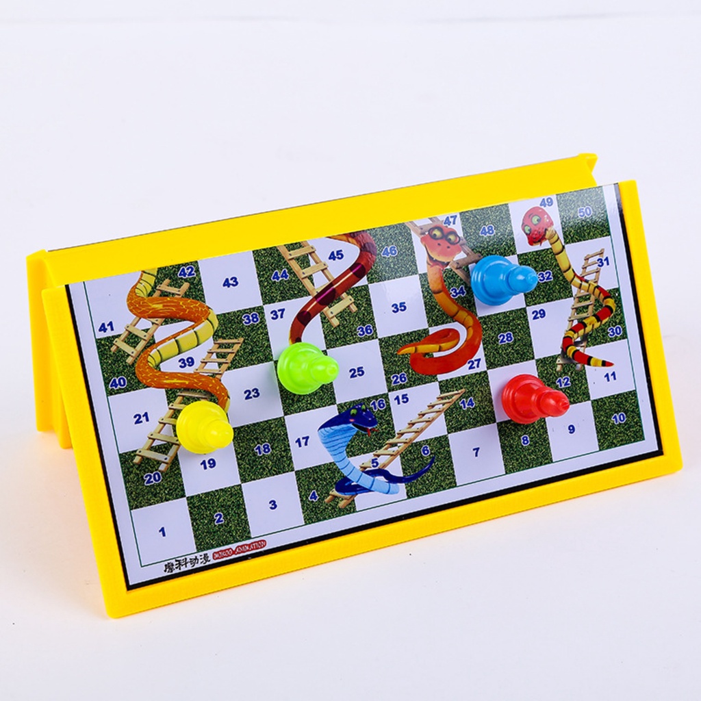 Folding Magnetic Magnet Snake Ladders Game Multiplayer Board Game Dam ...
