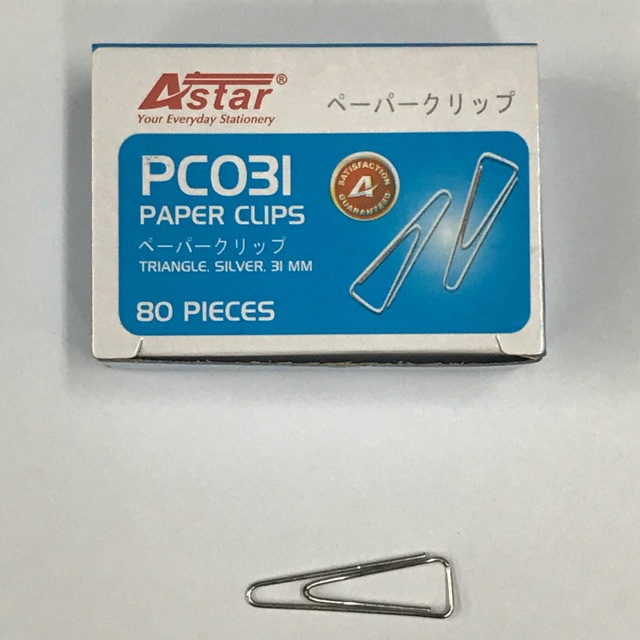 Astar Paper Clips - 1 small (PC031 / 31mm / 80pcs / Triangle / Silver ...