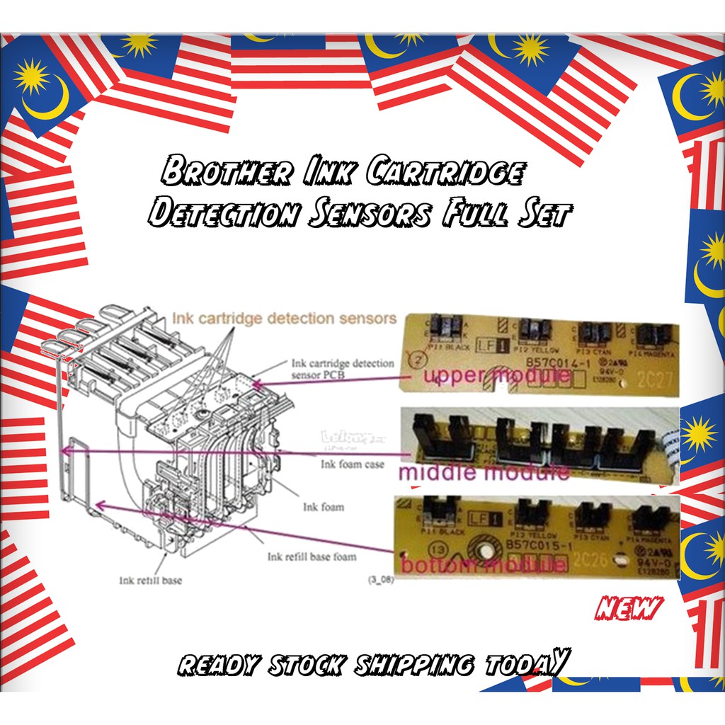 Brother Ink Cartridge Detection Sensors Full Set J430W J625DW J825DW ...