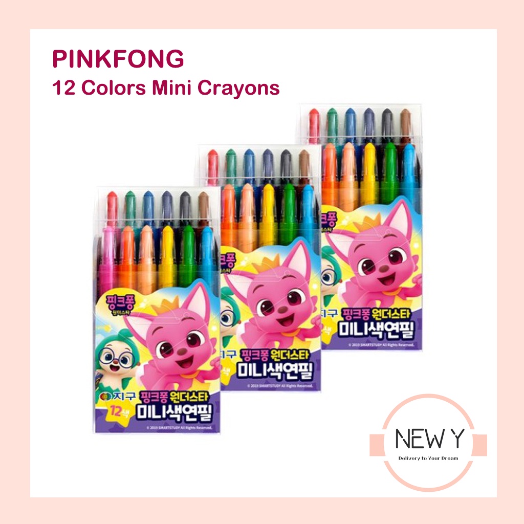 [PINKFONG] 12 Colors Mini Crayons / Pinkfong Wonder Star | Shopee Malaysia