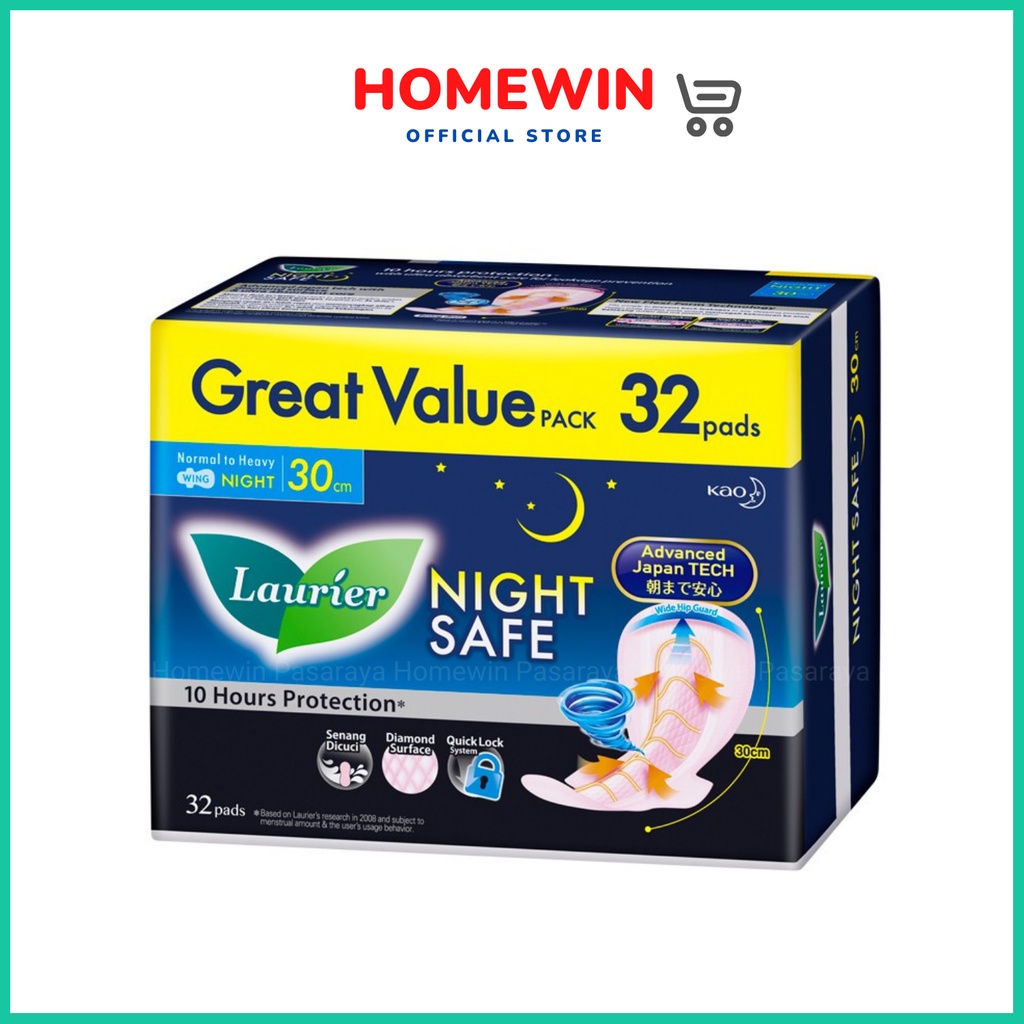 Laurier Night Safe Wing 30cm (32 Pads) | Shopee Malaysia