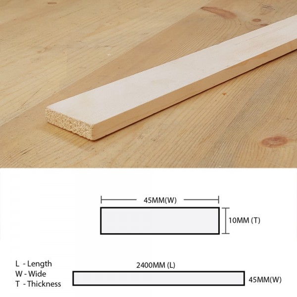 Kayu pine wood timber batten planed surfaced four sides 10mm x 45mm x ...
