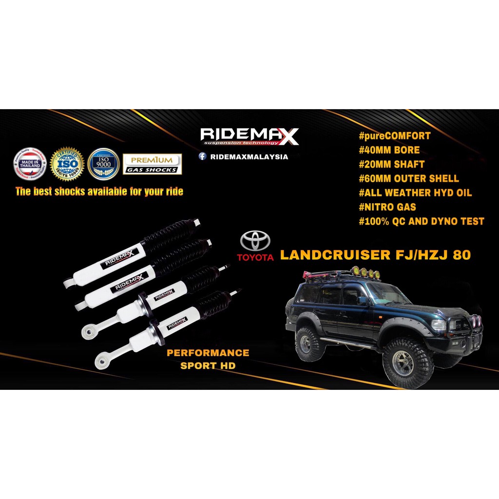 TOYOTA LAND CRUISER 80/NINJA KING /LC80/HJZ80/ RIDEMAX HD TWIN TUBE GAS ...