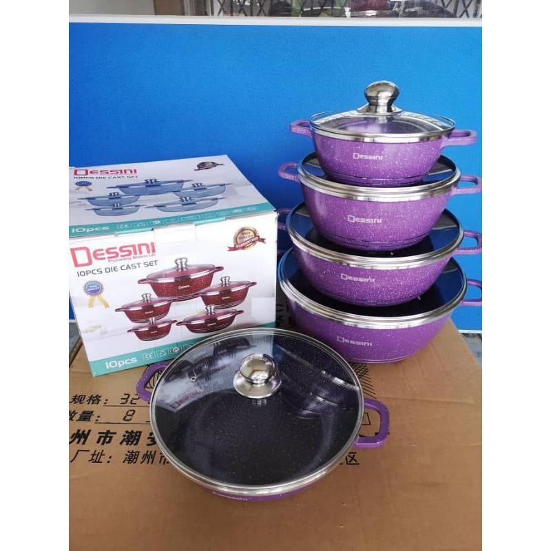 Dessini 10 pcs granite cookware ready stock | Shopee Malaysia