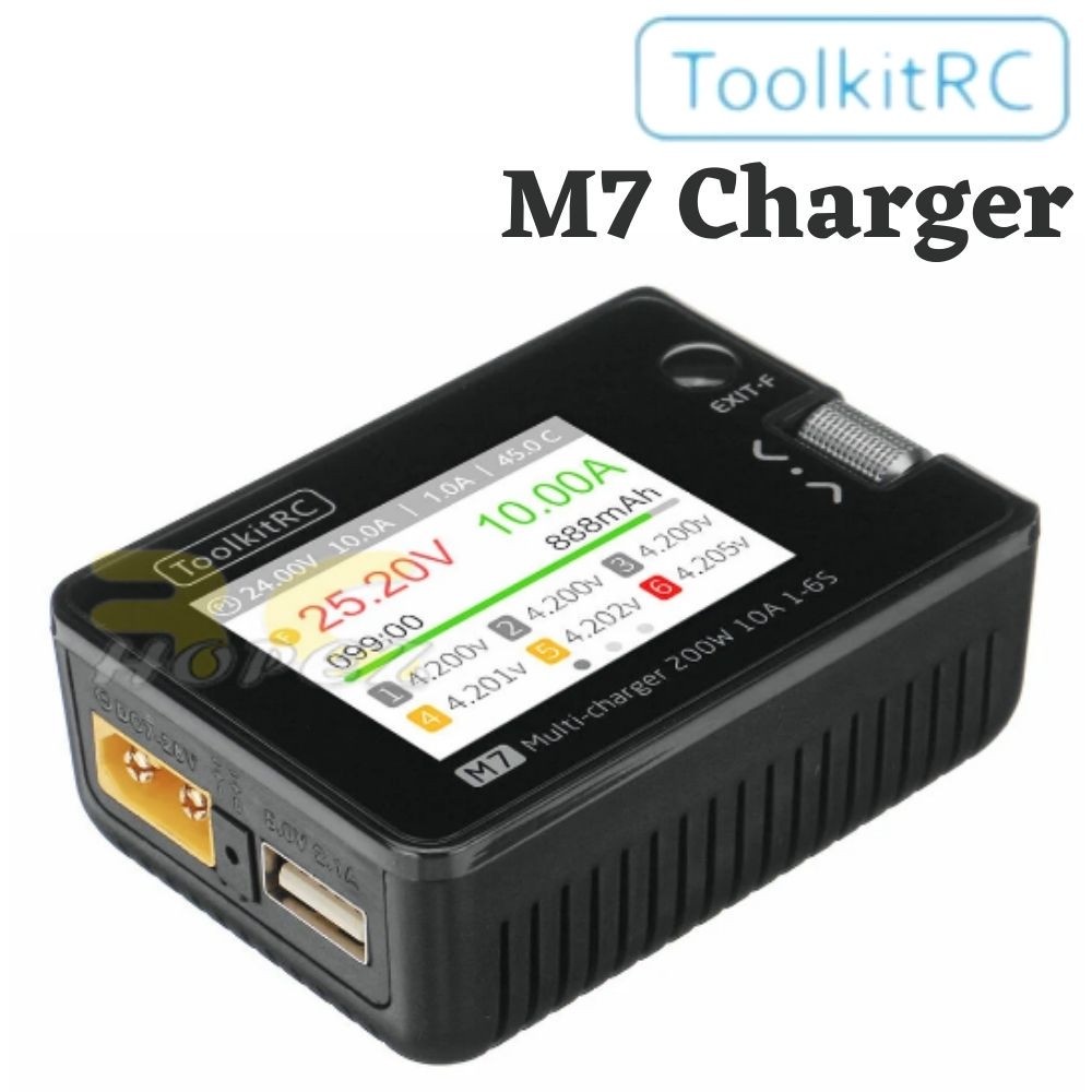 ToolkitRC M7 200W 10A LCD 2-6S DC Smart Balance Charger Discharger With ...