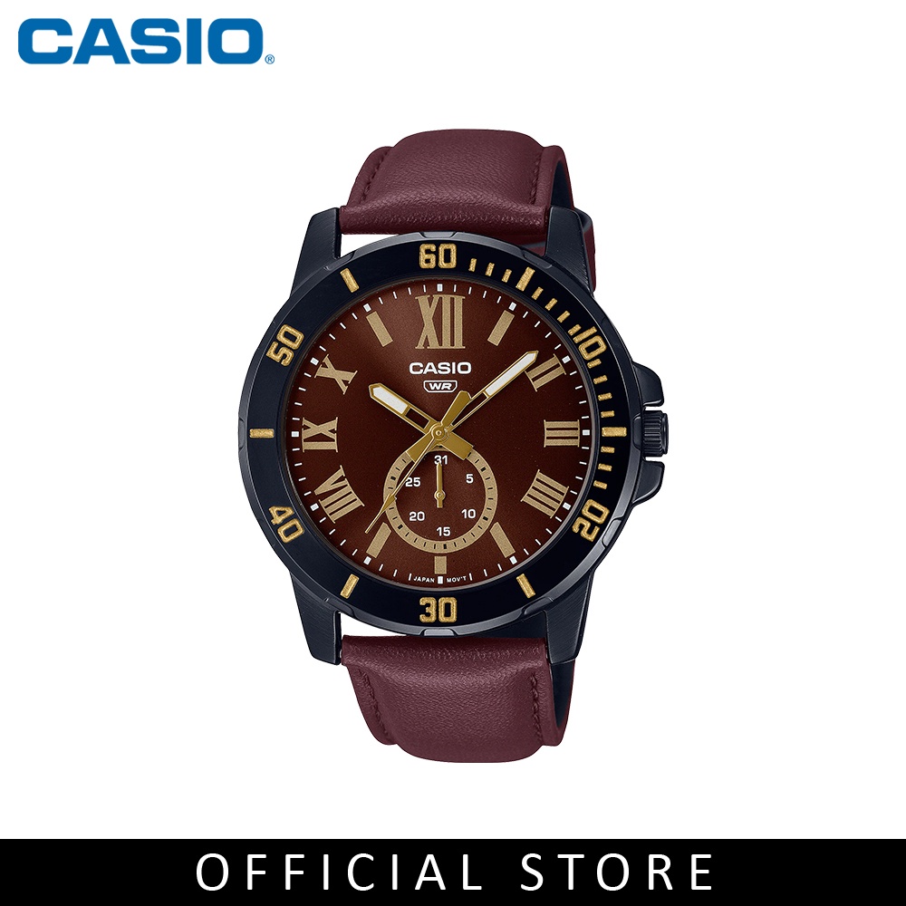 Casio General MTP-VD200BL-5B Dark Brown Leather Band Men Watch | Shopee ...