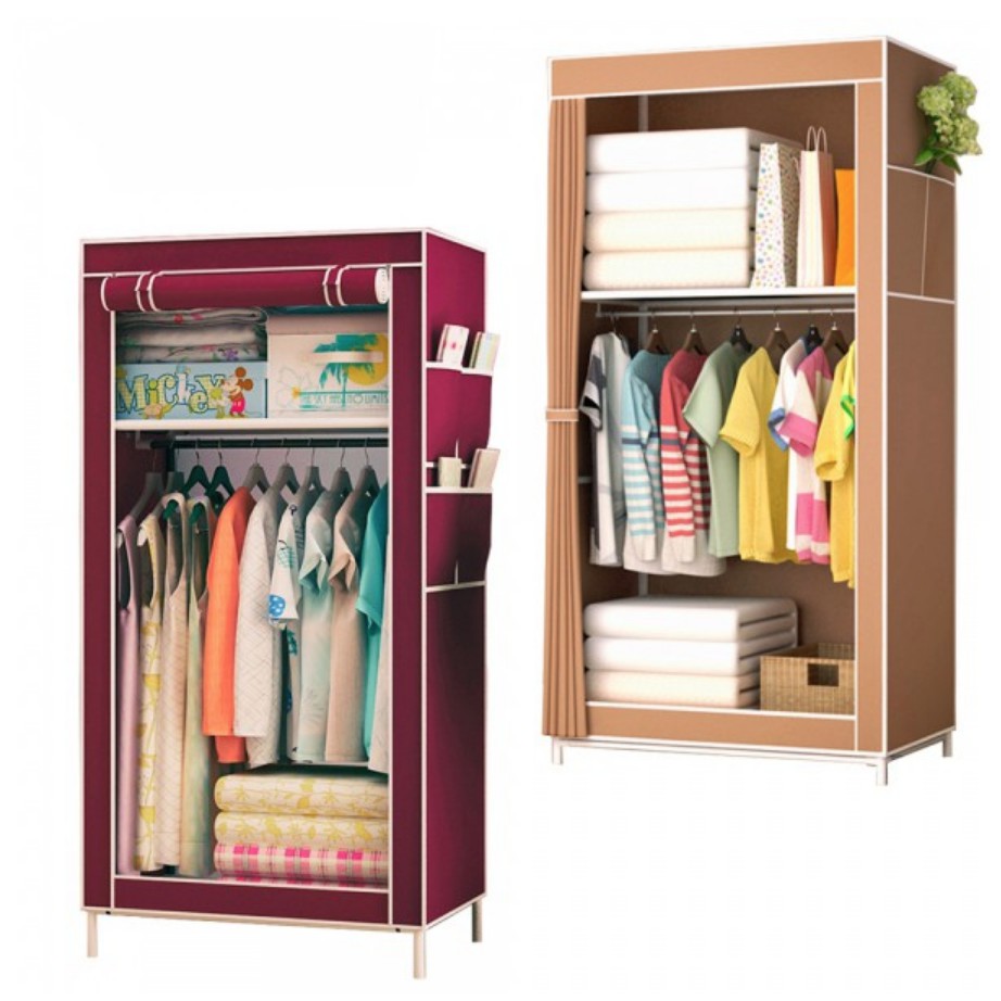 CURTAIN TYPE Wardrobe With Spacious Storage And Side Pockets | Shopee ...