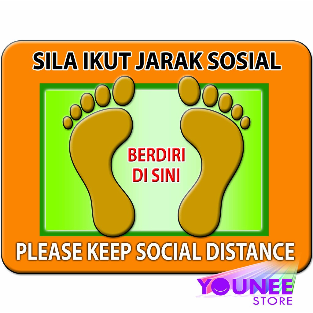 KEEP SOCIAL DISTANCE FLOOR STICKER, STAND HERE STICKER, STICKER JARAK ...
