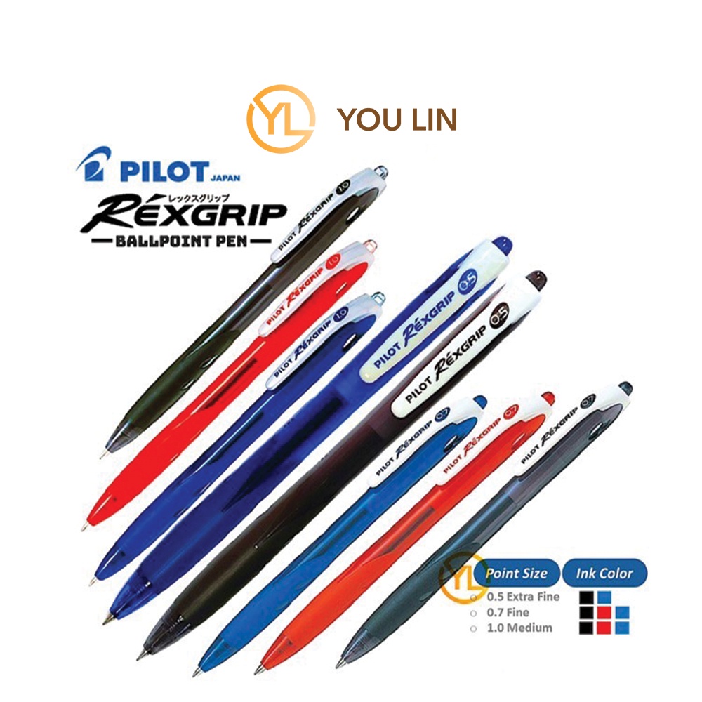 Pilot Rexgrip Ballpoint Pen - 0.5mm / 0.7mm / 1.0mm (BRG-10EF/F/M ...