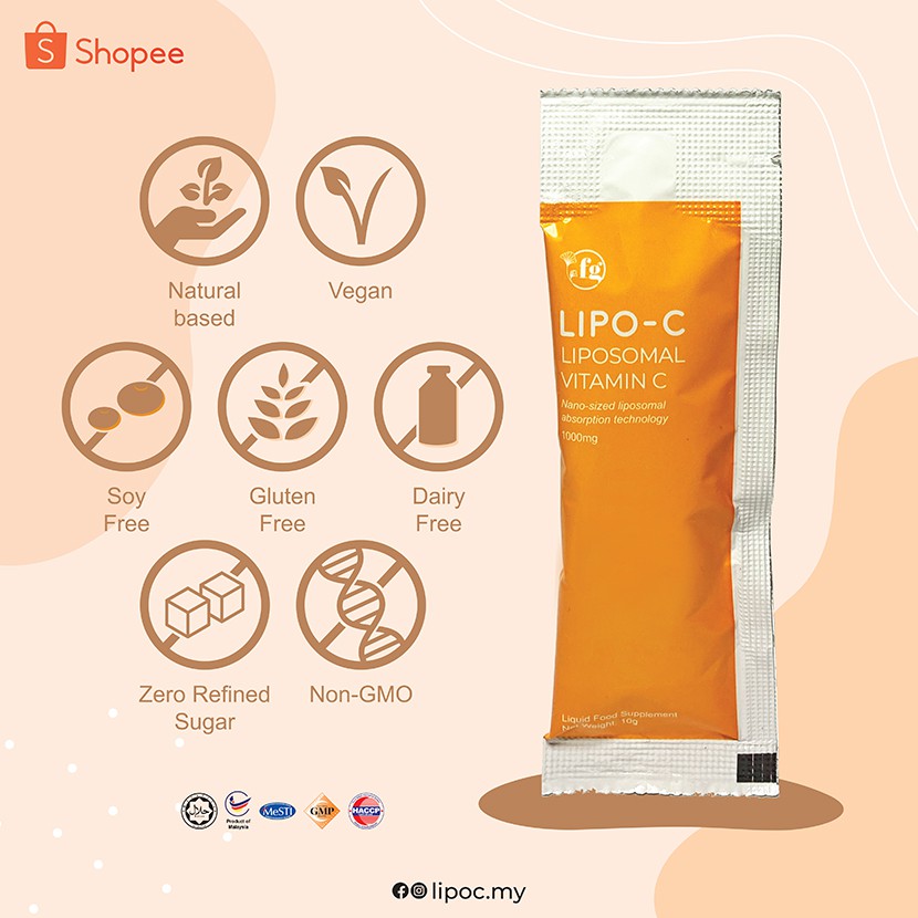 Lipo-C Liposomal Vitamin C 1000 mg (Made in Malaysia) - Sachet | Shopee Malaysia