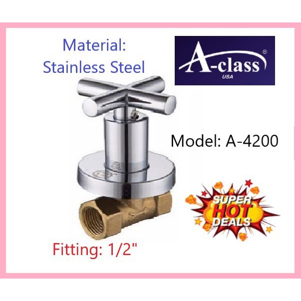 A-Class Concealed Shut Off Valve Straight With Modern Cross Handle ...