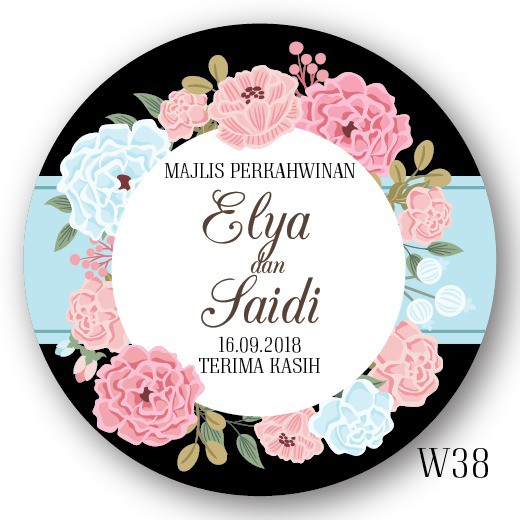Custom Goodies Wedding Packaging Party Sticker #W38 55pcs | Shopee Malaysia