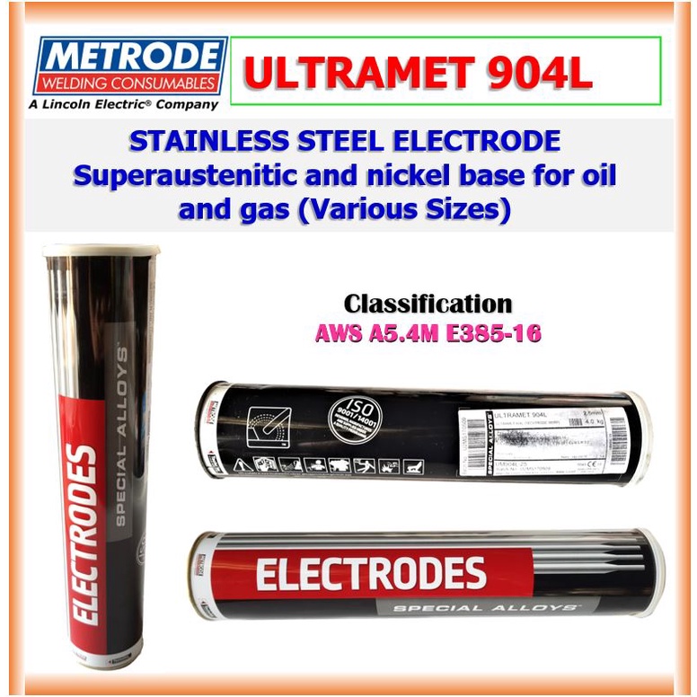 LINCOLN / METRODE ULTRAMET 904L ( 904 ) , STAINLESS STEEL WELDING ...