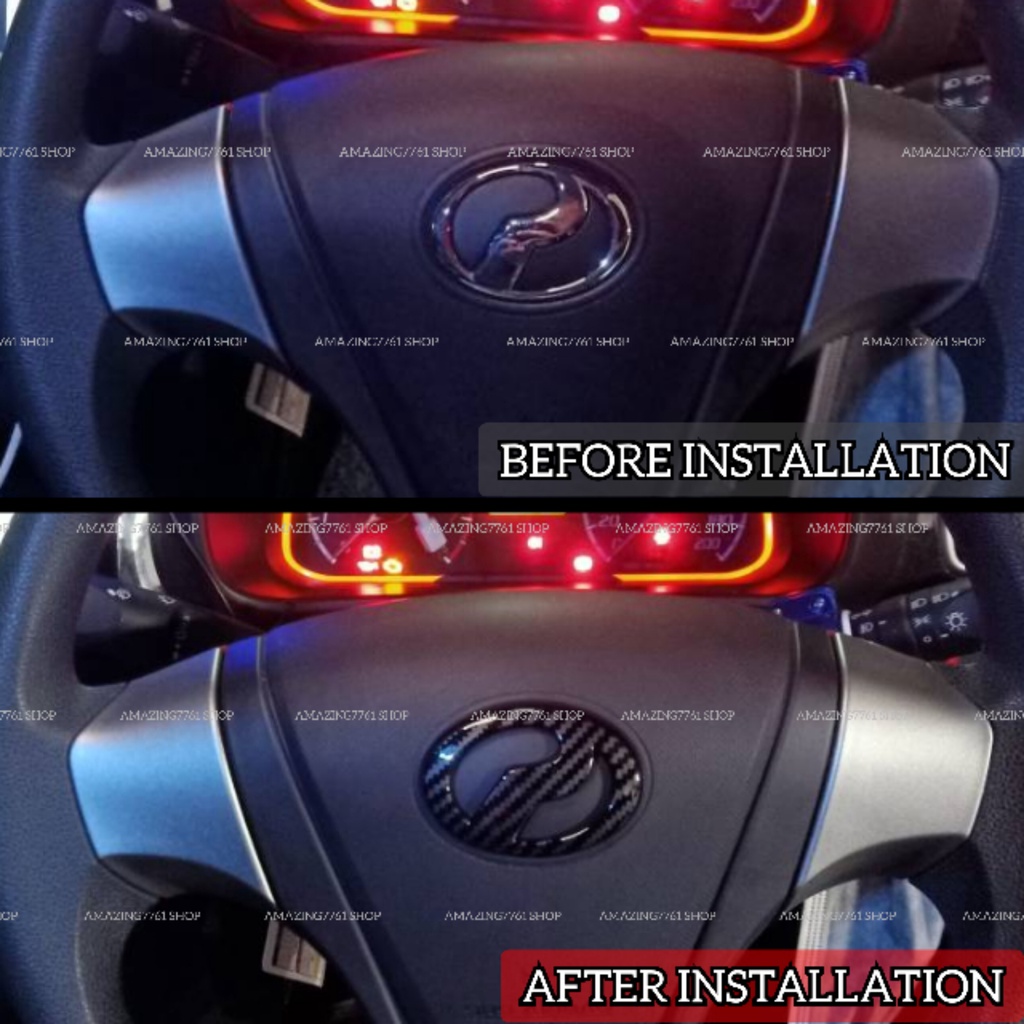 AMAZING PERODUA AXIA STEERING WHEEL LOGO EMBLEM BADGE DECAL FRAME COVER ...