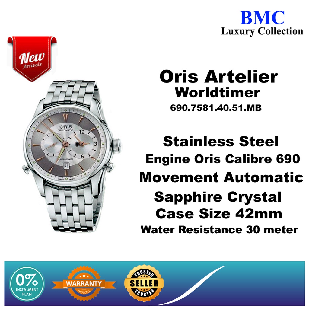 Oris Artelier Worldtimer Men's Watch(NEW) | Shopee Malaysia