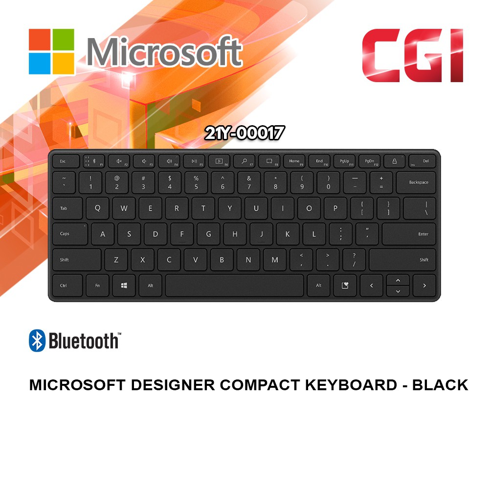 Microsoft Designer Compact Bluetooth Keyboard - Black (21Y-00017 ...