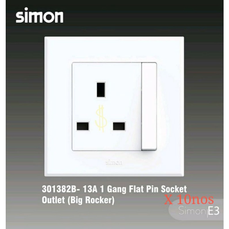 SIMON E3 13A SWITCH SOCKET(10NOS) | Shopee Malaysia