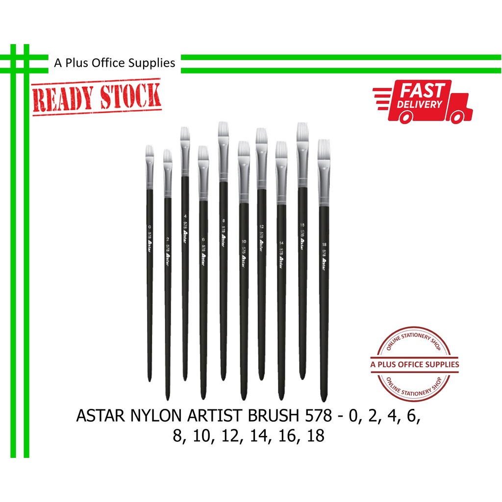 ASTAR Nylon Artist Brush 578 / Berus Lukisan - 0, 2, 4, 6, 8, 10, 12 ...