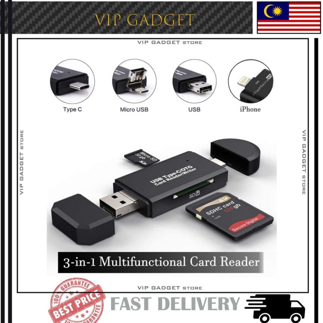 Ship in 24 Hrs !! 3 In 1 OTG Card Reader USB 2.0 CardReader TF/Micro SD ...