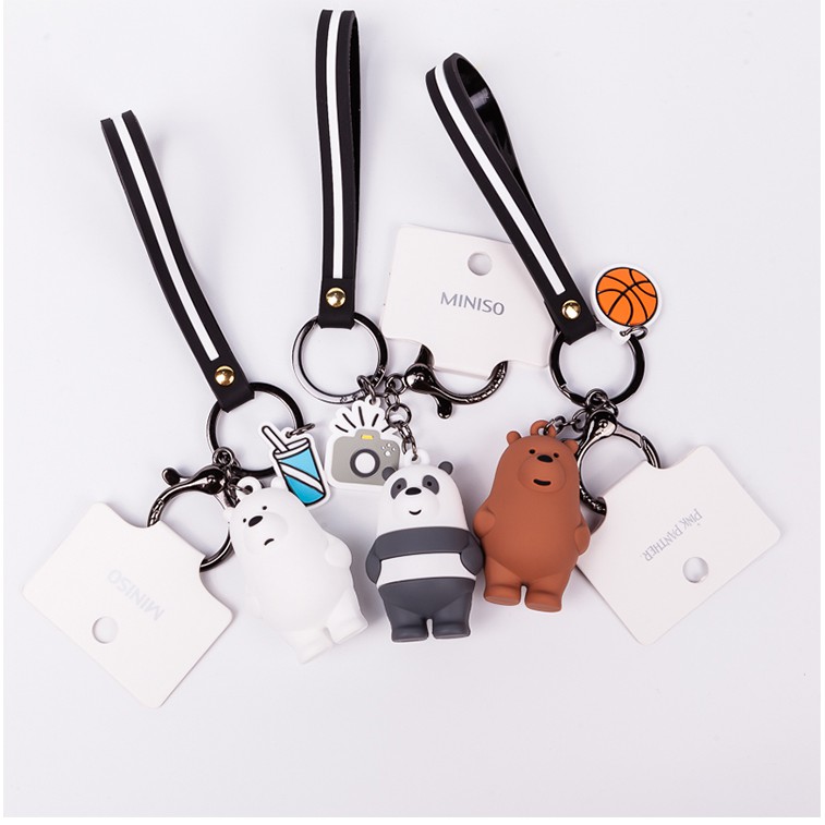 MINISO We Bare Bears Keychain Panda Grizzly Ice Bear | Shopee Malaysia