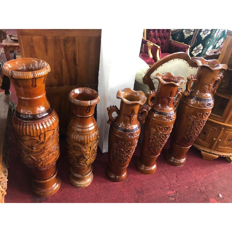 pasu bunga kayu jati(ukiran yg sangat unic) | Shopee Malaysia