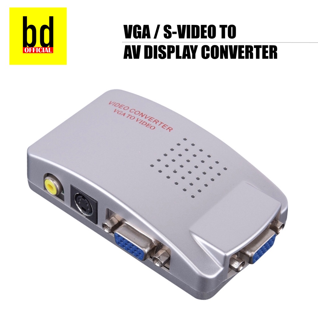 VGA to AV RCA Adapter Composite VGA to Video S-Video Converter for HDTV ...