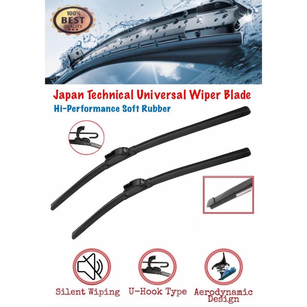 Japan Soft Rubber Wipers Boneless Car Wiper Blade Nissan Perodua Proton ...