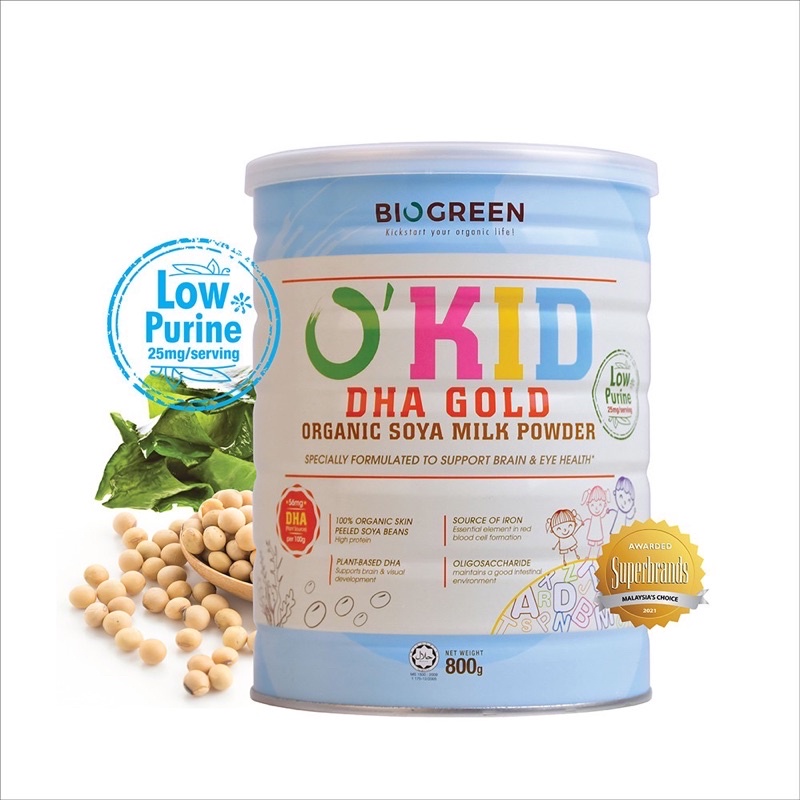 Biogreen O'Kid DHA Gold Organic Soya Milk Powder (800g) | Shopee Malaysia
