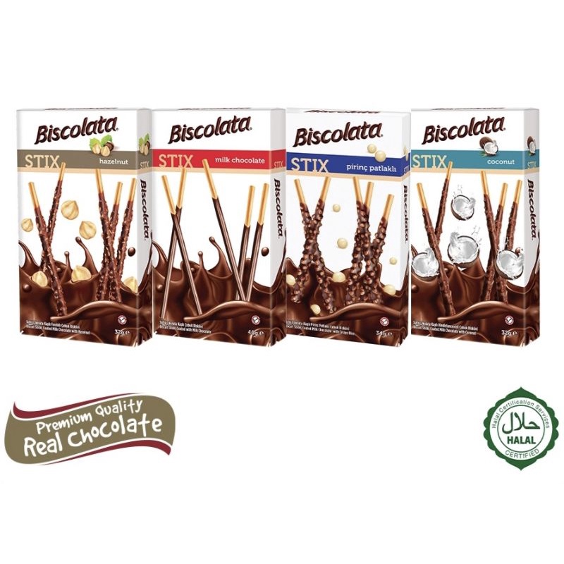 Biscolata Stix (Assorted) Crispy rice, hazelnut, milk choco & coconut ...