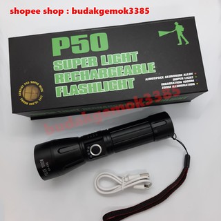 P50 SUPER LIGHT RECHARGEABLE FLASHLIGHT WITH ZOOM FUNCTION | Shopee ...