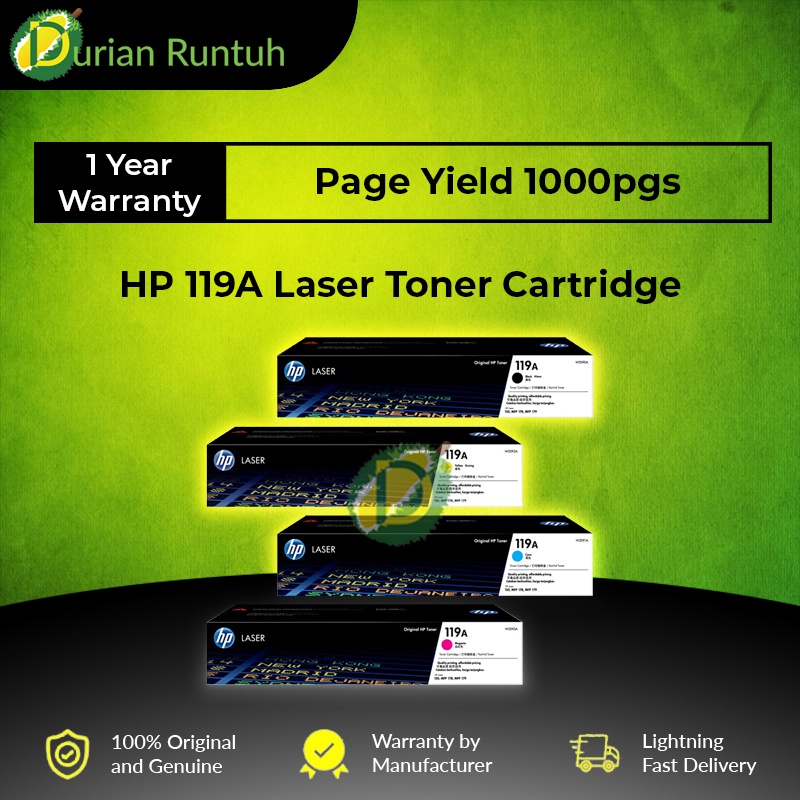 HP 119A Black/ Cyan/ Magenta/ Yellow Original Laser Toner Cartridge ...