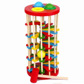 Wooden Colorful Knocking Ball Fall the Ladder Puzzle Toy Mainan Kayu ...