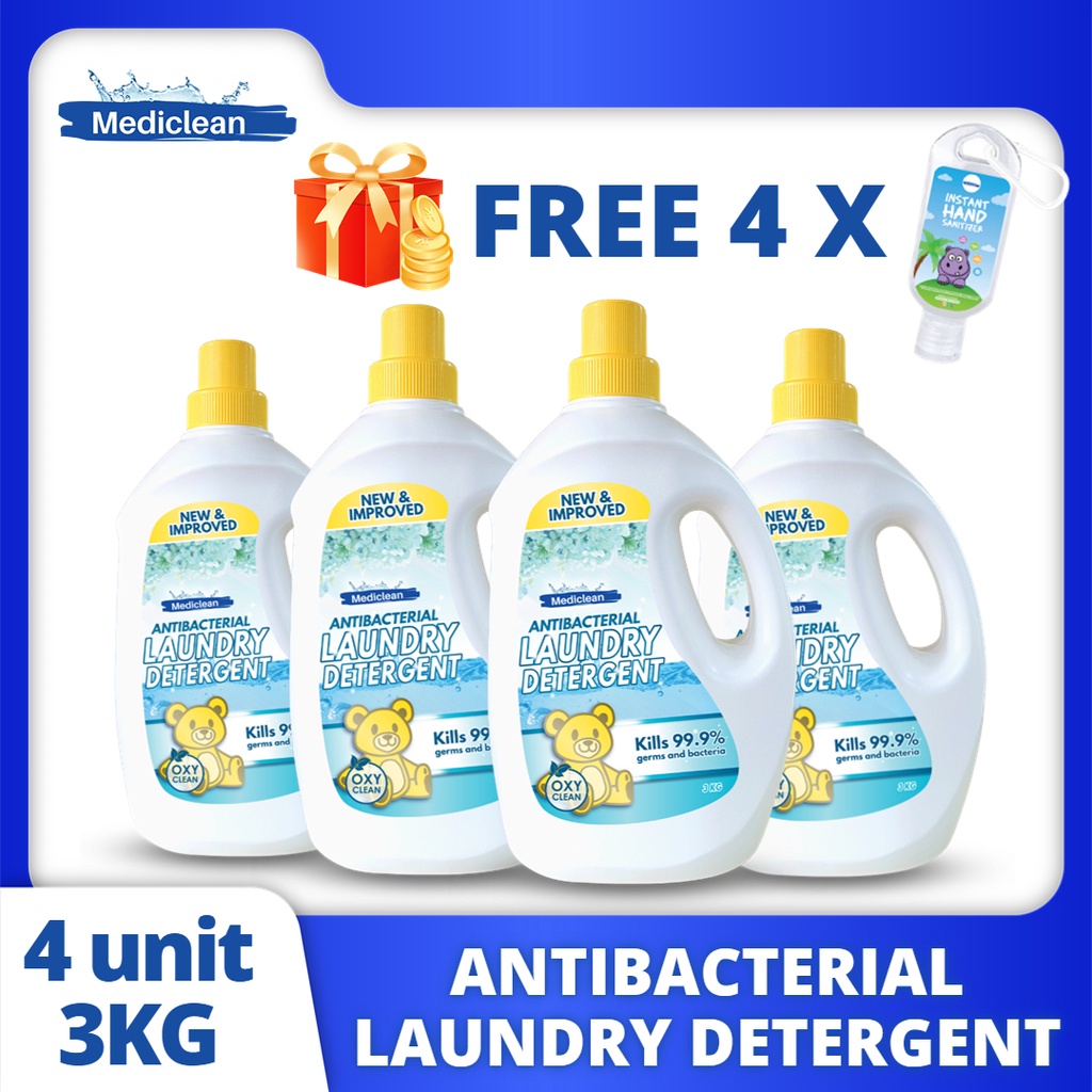Mediclean Antibacterial Laundry Detergent 3kg x 4 Bundle Set (FOC 4X 60ML HAND SANITIZER ...
