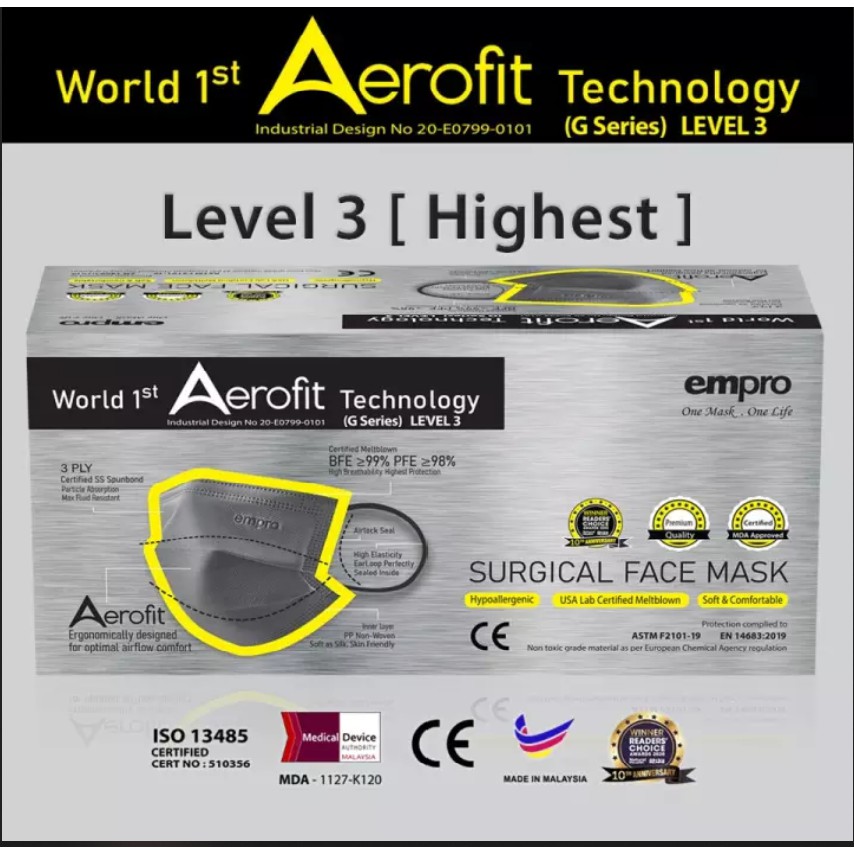 EMPRO Surgical face mask - Aerofit G series ( Space Grey) | Shopee Malaysia
