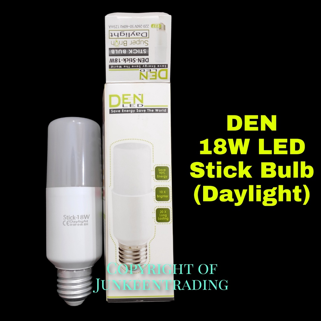 DEN 18W LED Daylight Stick Bulb (E27 Base) | Shopee Malaysia
