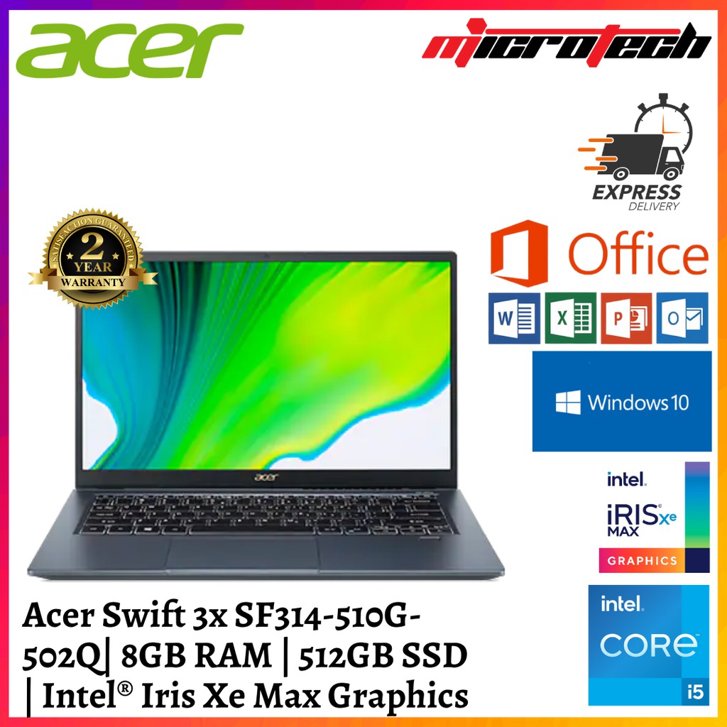 Acer swift 3x sf314-510g-502q | intel® core™ i5-1135g7 | 8gb ddr4 ...