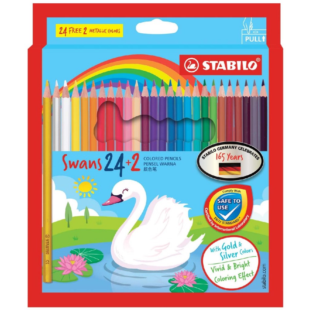 New Stabilo Swans Color Pencils Swan Colour Pencils 12+1H, 12+1L, 24+2L ...