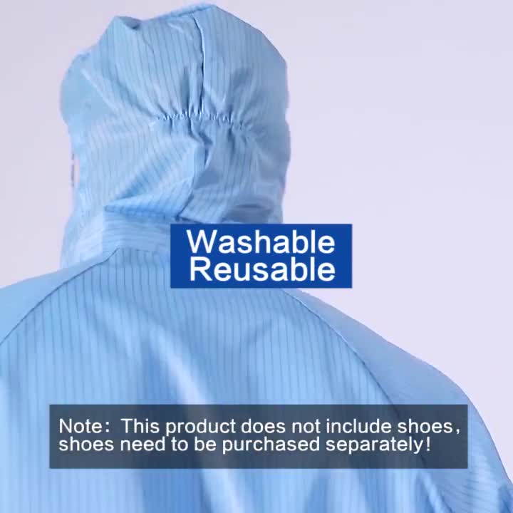 Cleanroom Suit clean room suit ESD Jumpsuit PPE Suit Washable Anti ...