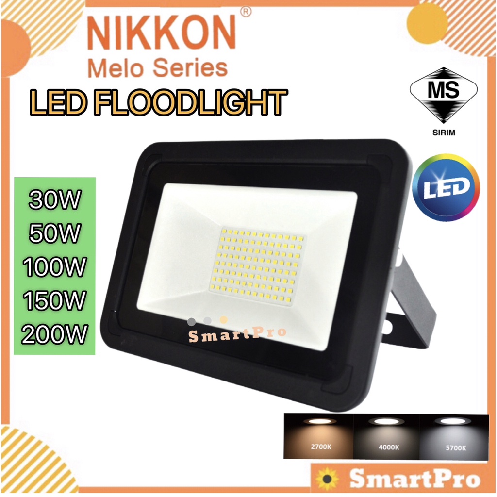 Nikkon IP66 Melo Series LED Floodlight Outdoor Led Spotlight (30W/50W/100W/150W/200W) | Shopee ...