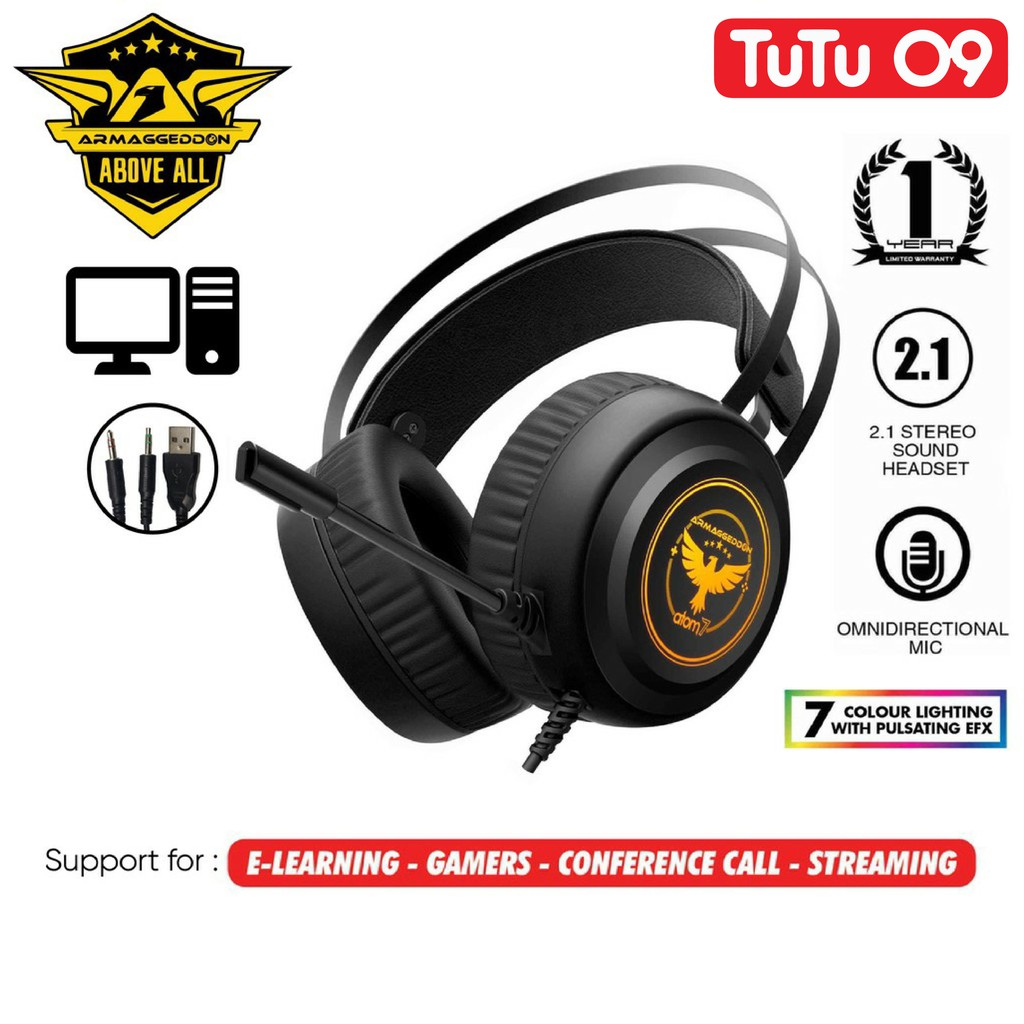 ARMAGGEDDON ATOM 7 Gaming Headphones 2.1 GAMING HEADSET for PC LAPTOP 7 ...