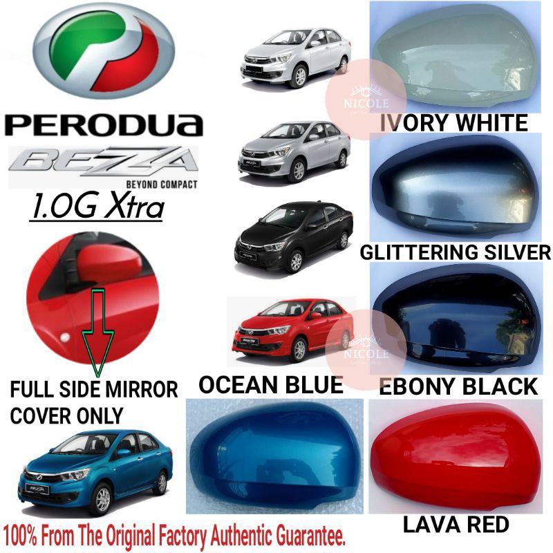Perodua BEZZA 1.0G Xtra Original Full Side Mirror Cover Only Including ...