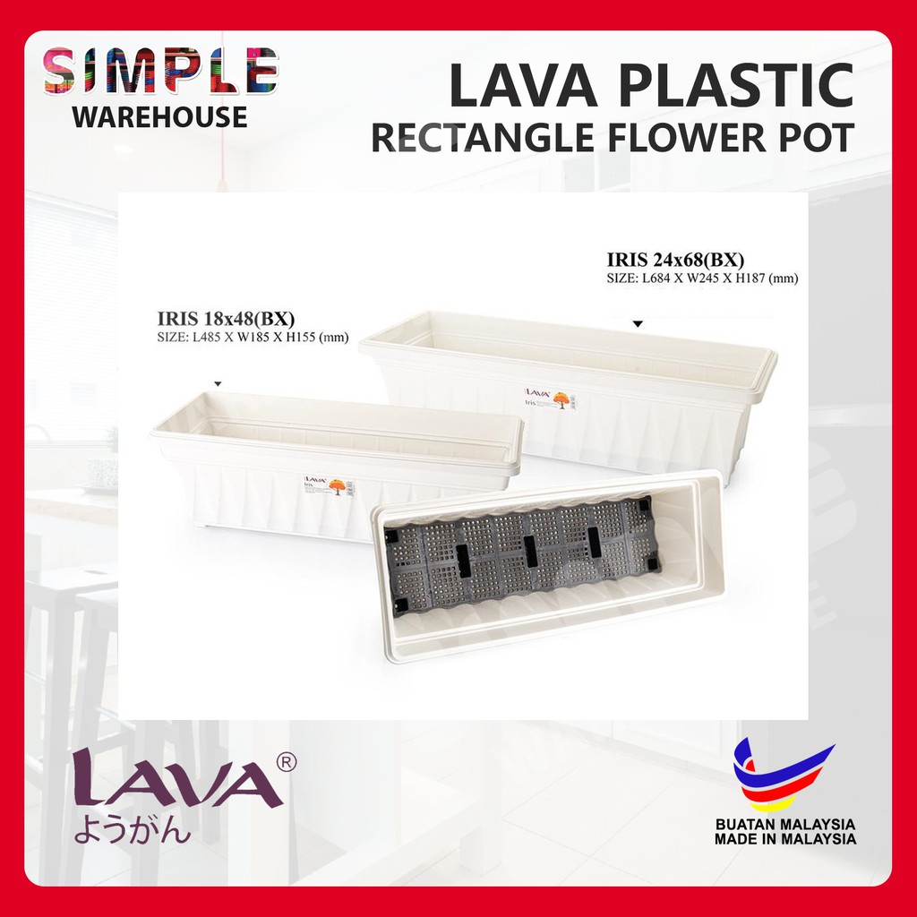 LAVA Plastic Rectangle Flower Pot / Pasu Bunga Plastik | Shopee Malaysia